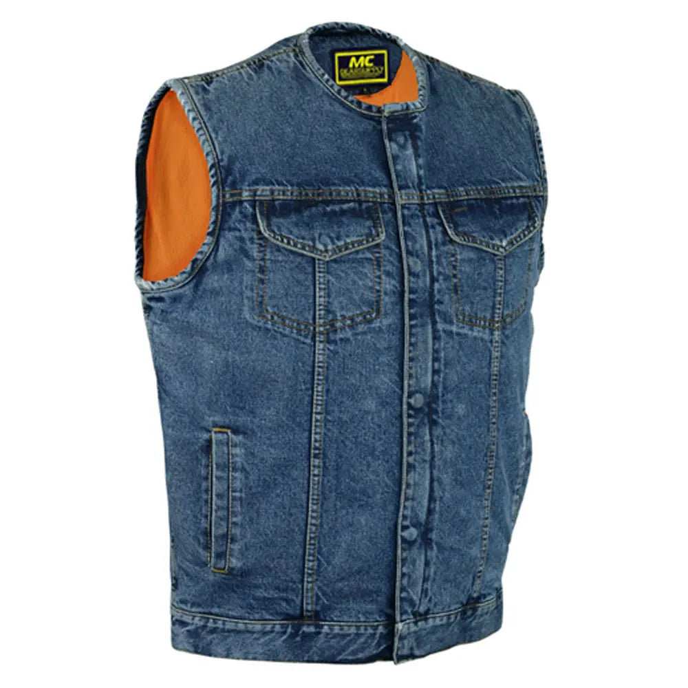 Concealed Snaps, Blue Jeans Vest, Hidden Zipper | Mc Gear Supply – MC ...